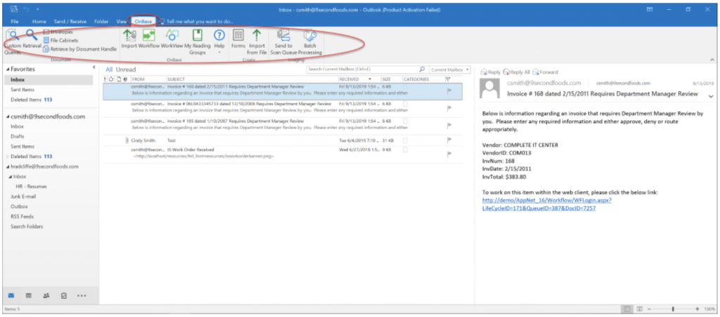 OnBase Microsoft Outlook Integration | MS Email Outlook Integration